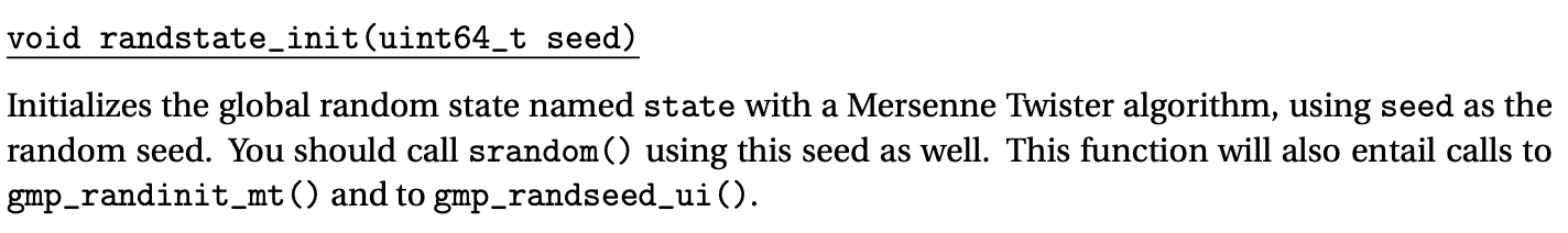Solved Initializes the global random state named state with | Chegg.com