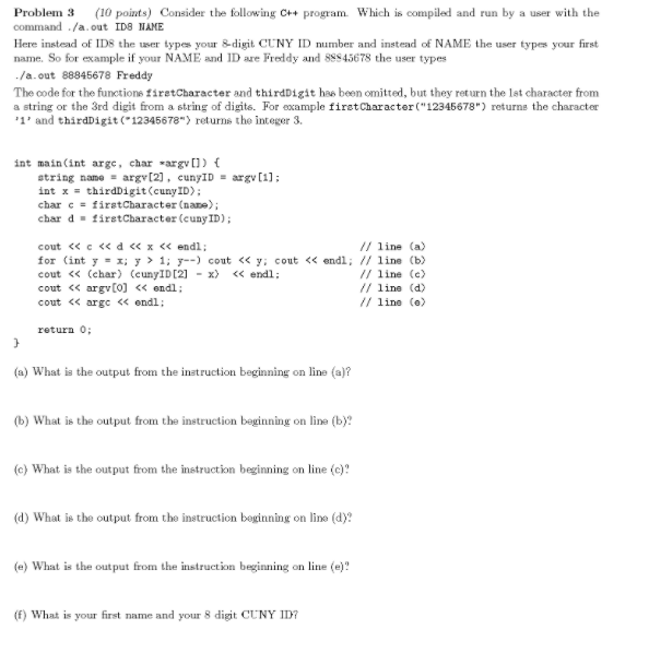 Solved Problem 3 10 Points Consider The Following C 