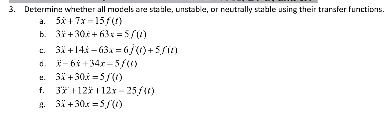 Solved 3. a. C. + Determine whether all models are stable, | Chegg.com