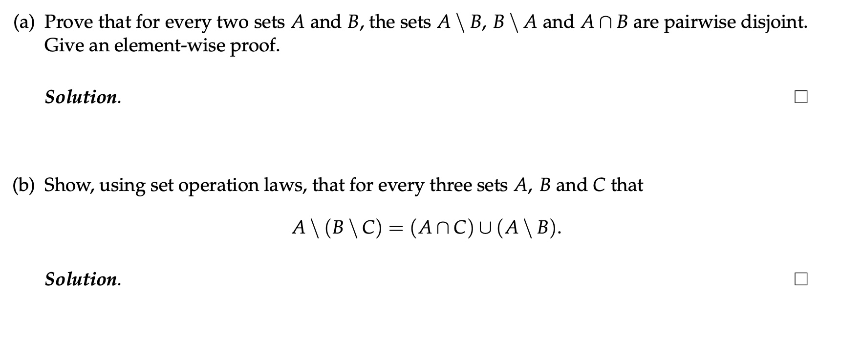 Solved (a) Prove that for every two sets \\( A \\) and \\( B | Chegg.com