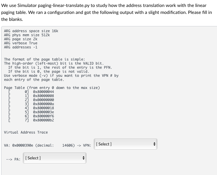 Solved We use Simulator paging-linear-translate.py to study | Chegg.com