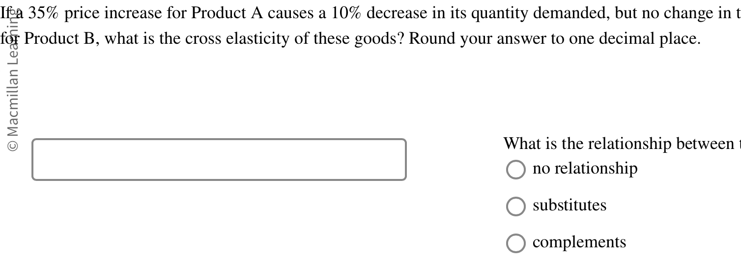 Solved Ifor \( 35 \% \) ﻿price increase for Product A causes | Chegg.com