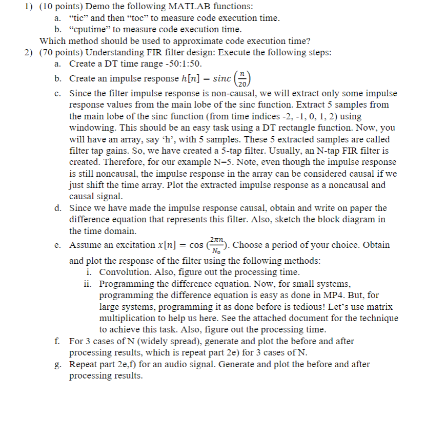 Solved (10 ﻿points) ﻿Demo the following MATLAB functions: | Chegg.com