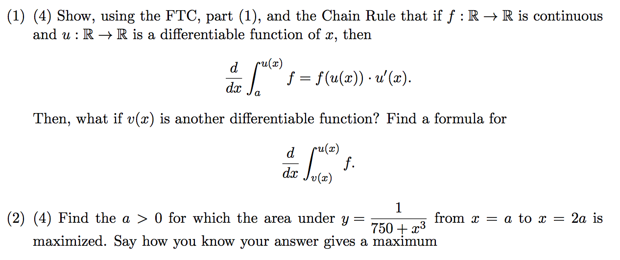 Solved (1) (4) Show, using the FTC, part (1), and the Chain | Chegg.com