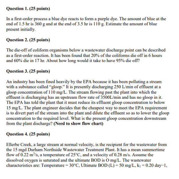 Solved Question 1. (25 points) In a first-order process a | Chegg.com