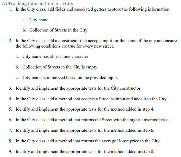 Solved A) Tracking information for a City 1. In the City | Chegg.com