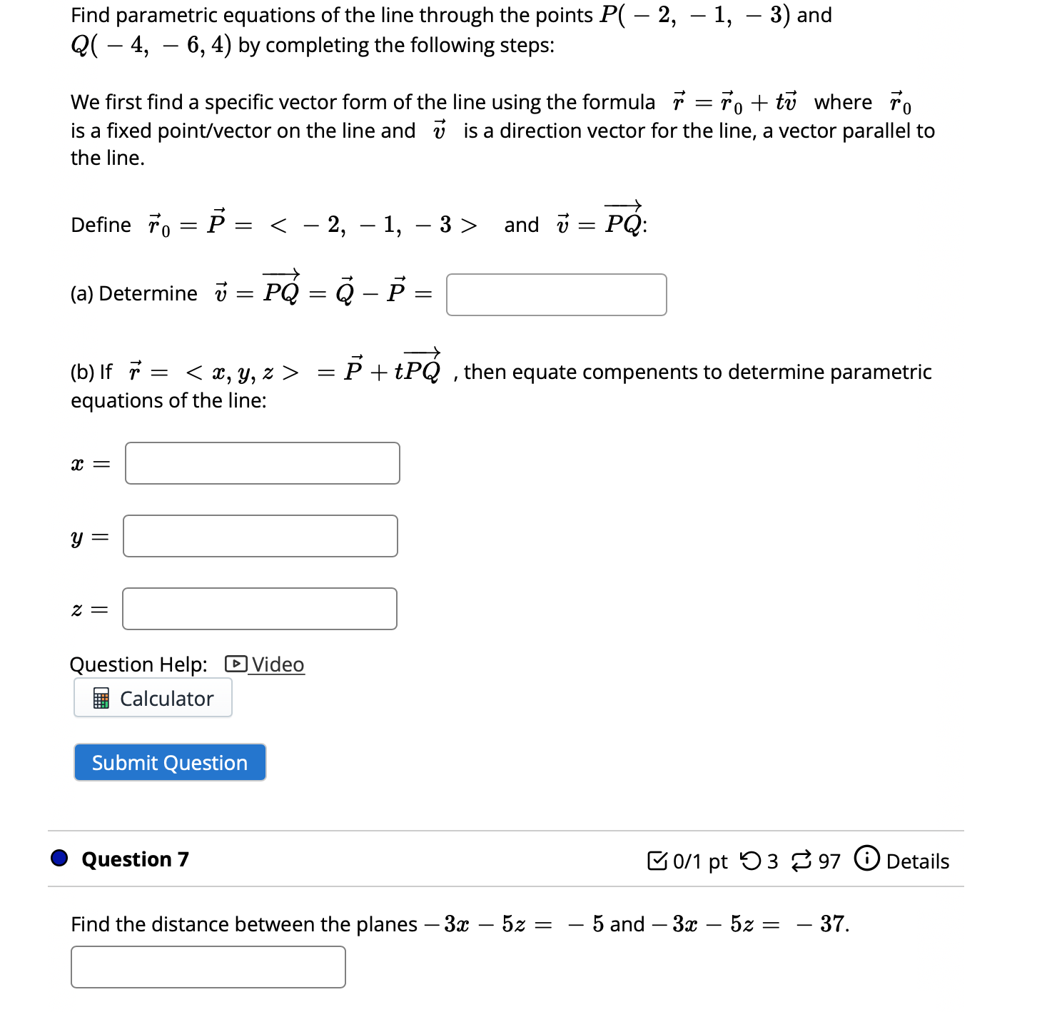 Solved Find parametric equations of the line through the | Chegg.com