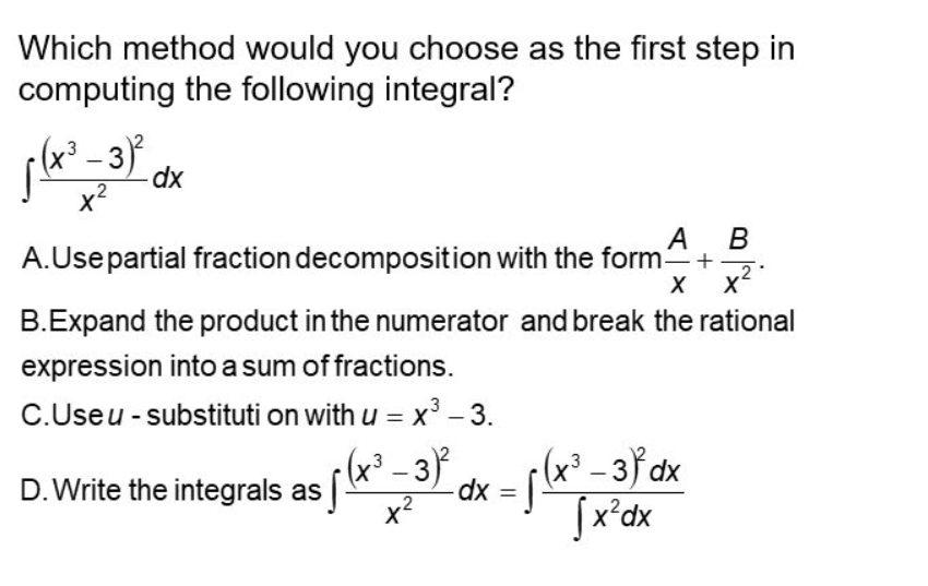 Solved X Which method would you choose as the first step in | Chegg.com