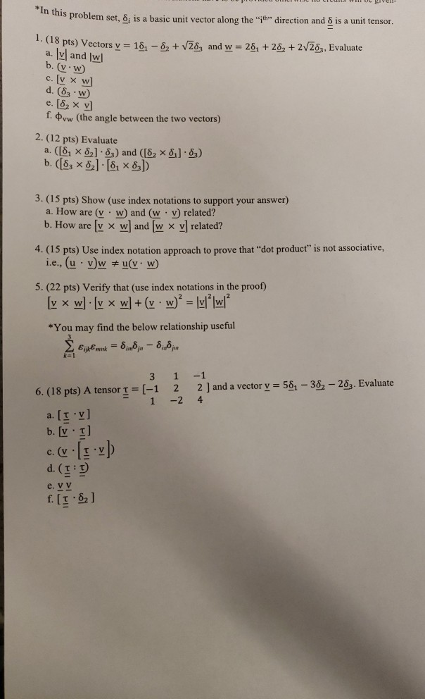 Solved n this problem set, 8, is a basic unit vector along | Chegg.com