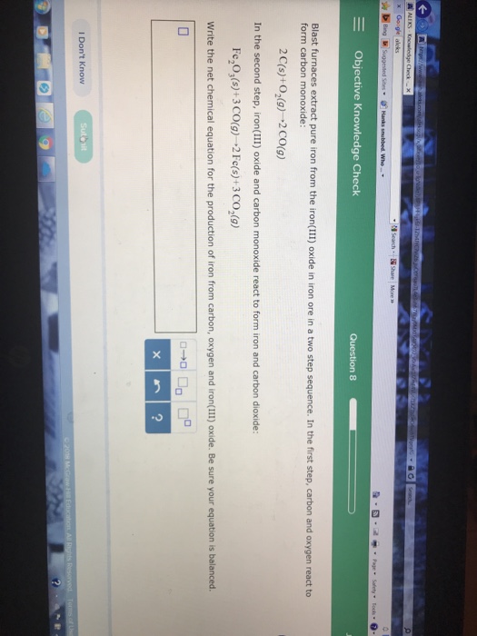 Solved objective Knowledge Check Question 8 Blast furnaces | Chegg.com