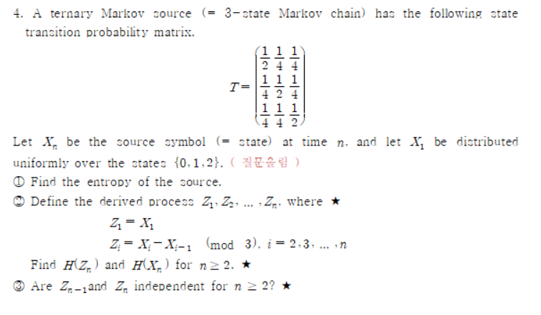 4·A ternary Markov source (= 3-state Markov chain) | Chegg.com