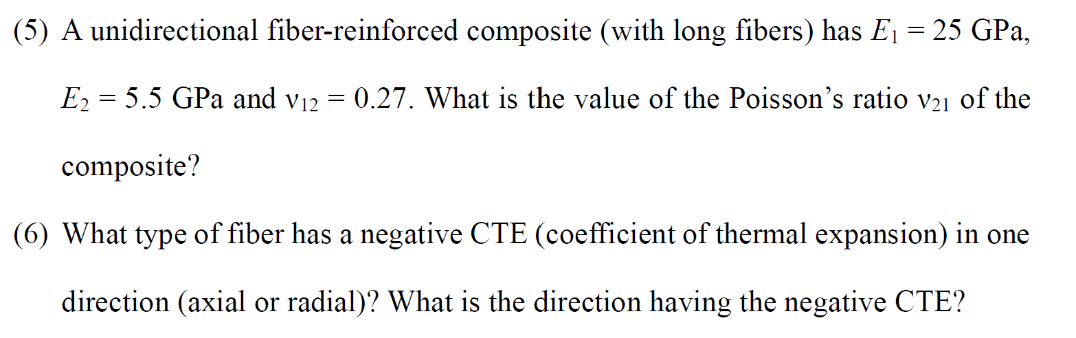 Solved (5) A unidirectional fiber-reinforced composite (with | Chegg.com