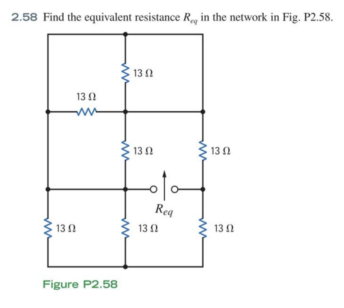 Solved 2.58 ﻿Find the equivalent resistance Req ﻿in the | Chegg.com