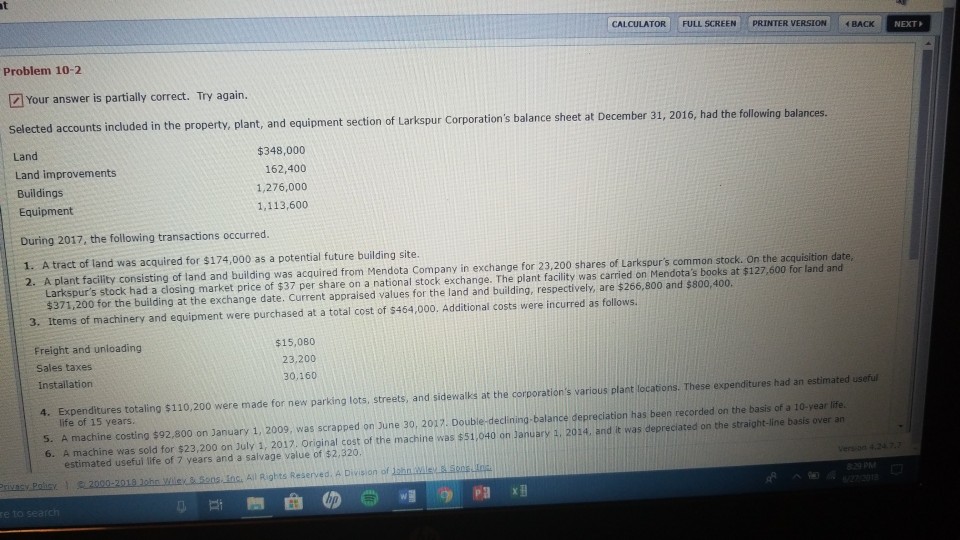 Solved CALCULATOR FULL SCREEN PRINTER VERSION BACK NEXT | Chegg.com