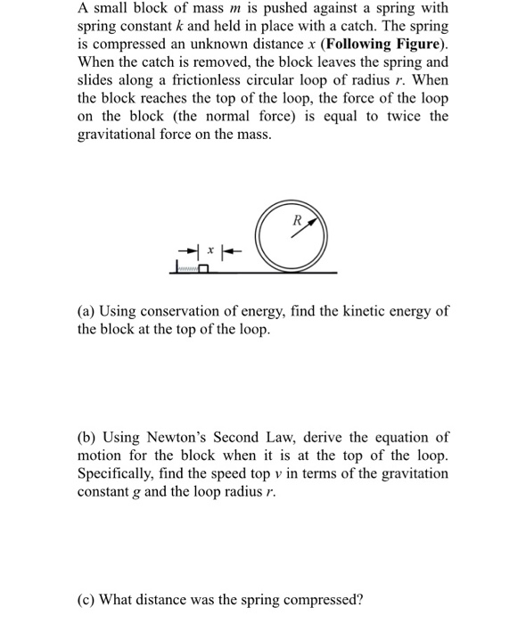 Solved A small block of mass m is pushed against a spring | Chegg.com