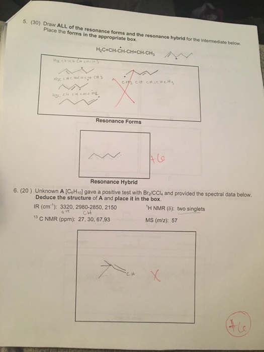 Solved 5. (30) Draw ALL of the resonance forms and the | Chegg.com