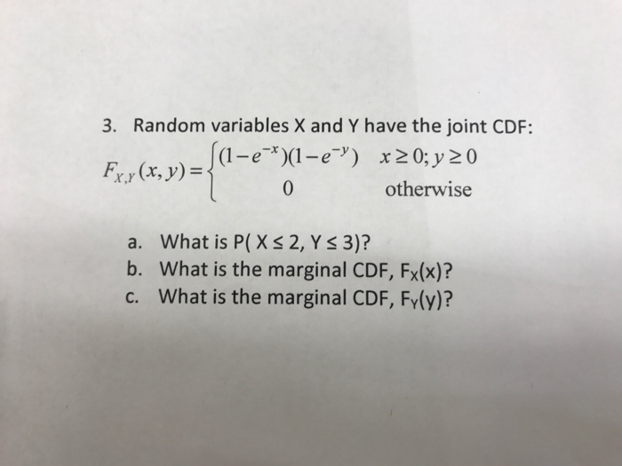 Solved Random variables X and Y have the joint CDF: F_X, | Chegg.com