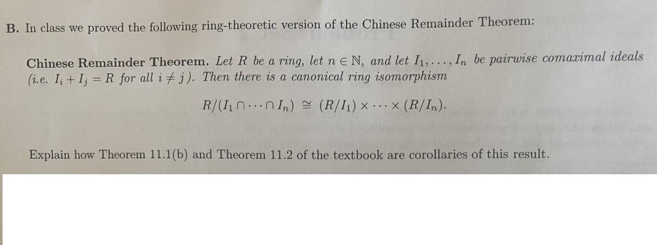 Solved Theorem 11.1(b) states that If gcd(m,n)=1, then | Chegg.com