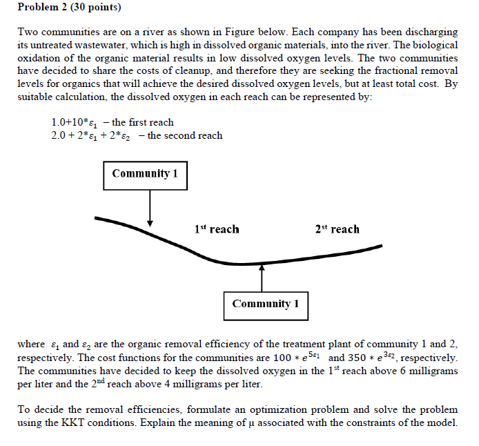 Solved Problem 2 (30 points) Two communities are on a river | Chegg.com