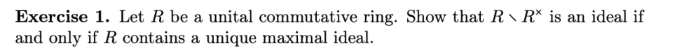 Solved Exercise 1. Let R be a unital commutative ring. Show | Chegg.com