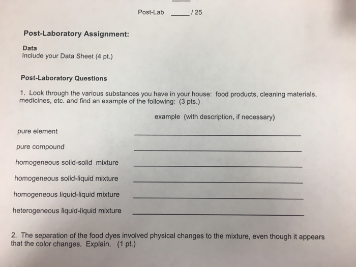 Solved Post-Lab 25 Post-Laboratory Assignment: Data Include | Chegg.com