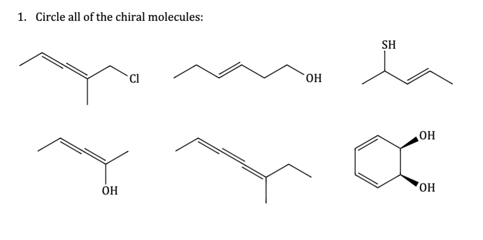 Solved Circle all of the chiral molecules: | Chegg.com