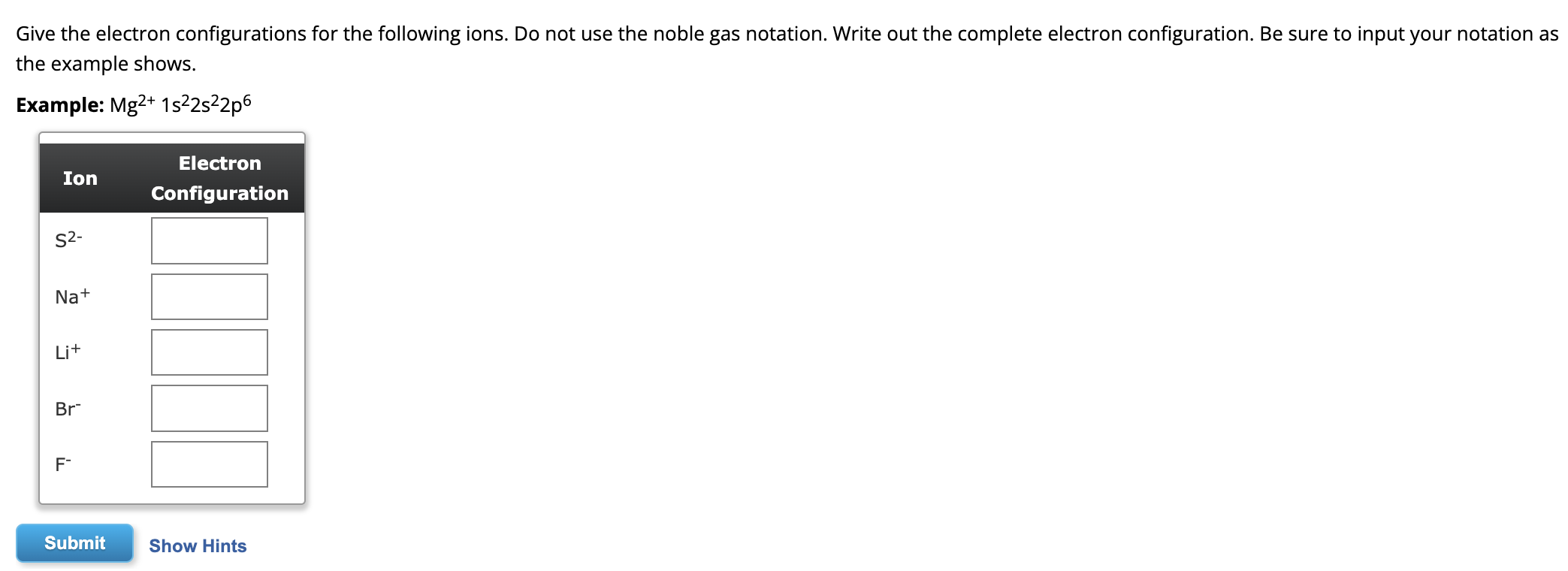 Solved Give The Electron Configurations For The Following