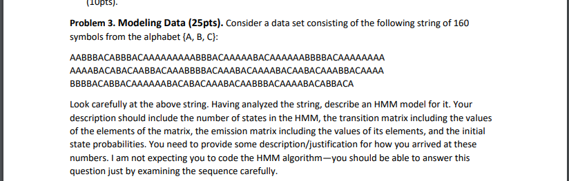 Problem 3. Modeling Data (25pts). Consider a data set | Chegg.com