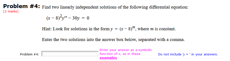 Solved Problem #4: Find two linearly independent solutions | Chegg.com