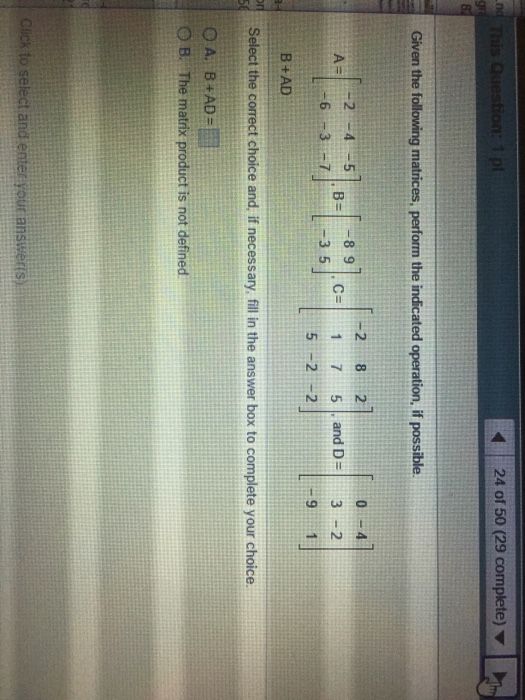 Solved Given the following matrices, perform the indicated | Chegg.com
