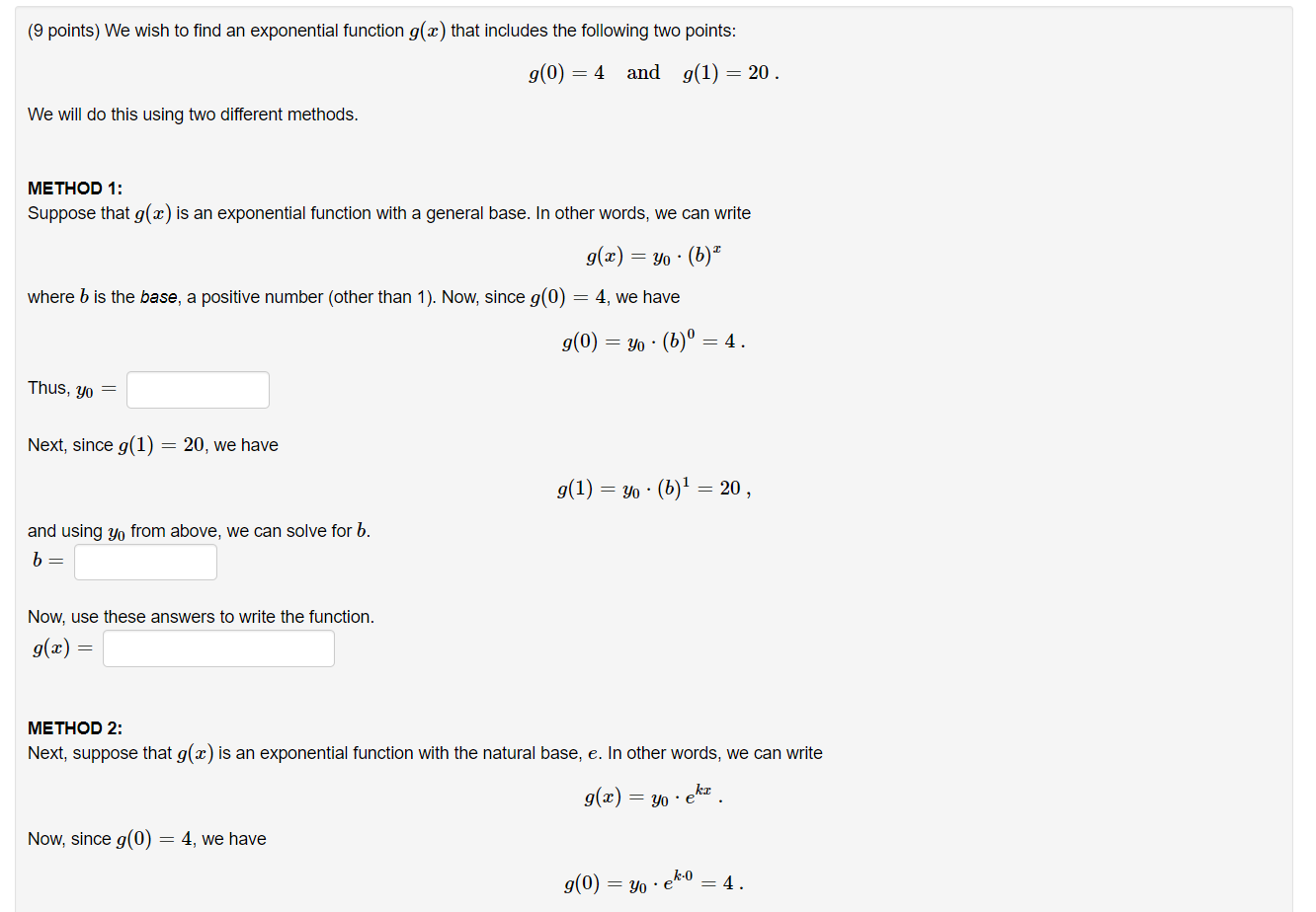 Solved (9 points) We wish to find an exponential function | Chegg.com