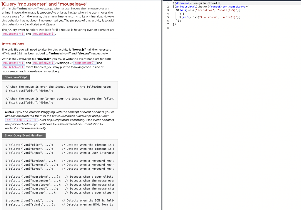 Instructions On The Left Assignment On The Right