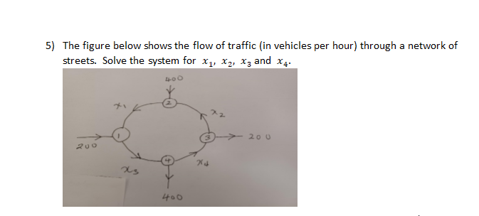 Solved 5) The figure below shows the flow of traffic (in | Chegg.com