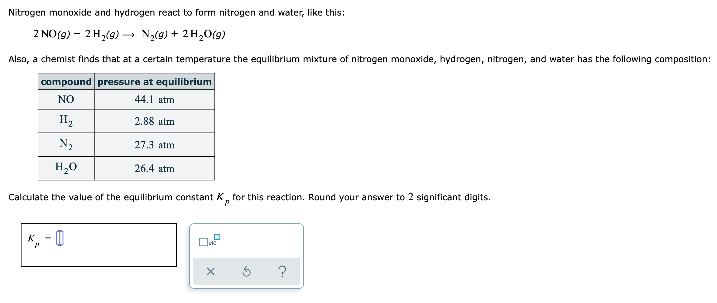 Solved Nitrogen monoxide and hydrogen react to form nitrogen | Chegg.com
