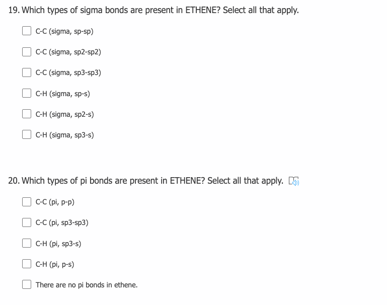 Solved 9. Which types of sigma bonds are present in ETHANE? | Chegg.com