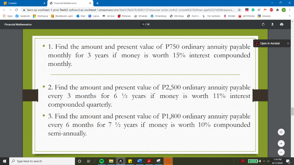 Solved Content Financial Mathematics c learn-ap-southeast 1 | Chegg.com