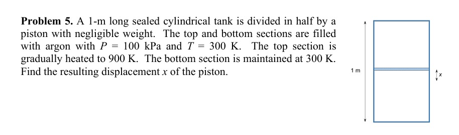Solved A 1-m long sealed cylindrical tank is divided in half | Chegg.com