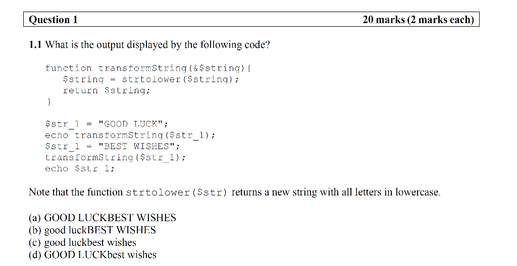 Solved 1.1 What is the output displayed by the following | Chegg.com