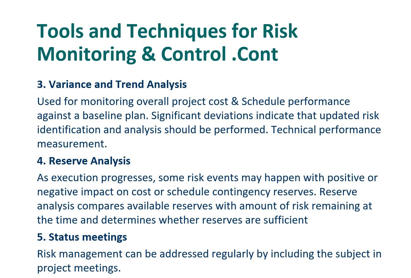 Solved Tools and Techniques for Risk Monitoring & Control | Chegg.com