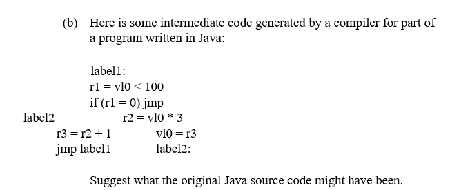 Solved (b) Here is some intermediate code generated by a | Chegg.com