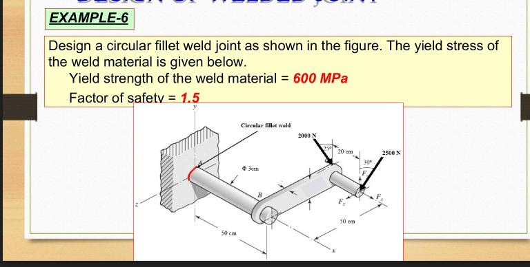 Solved EXAMPLE-6 Design a circular fillet weld joint as | Chegg.com