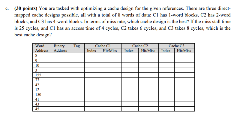 Solved Q1 (60 points) Below is a sequence of 32-bit memory | Chegg.com