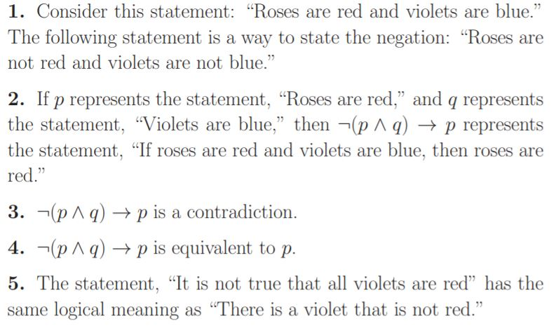 Solved 1. Consider this statement: "Roses are red and | Chegg.com