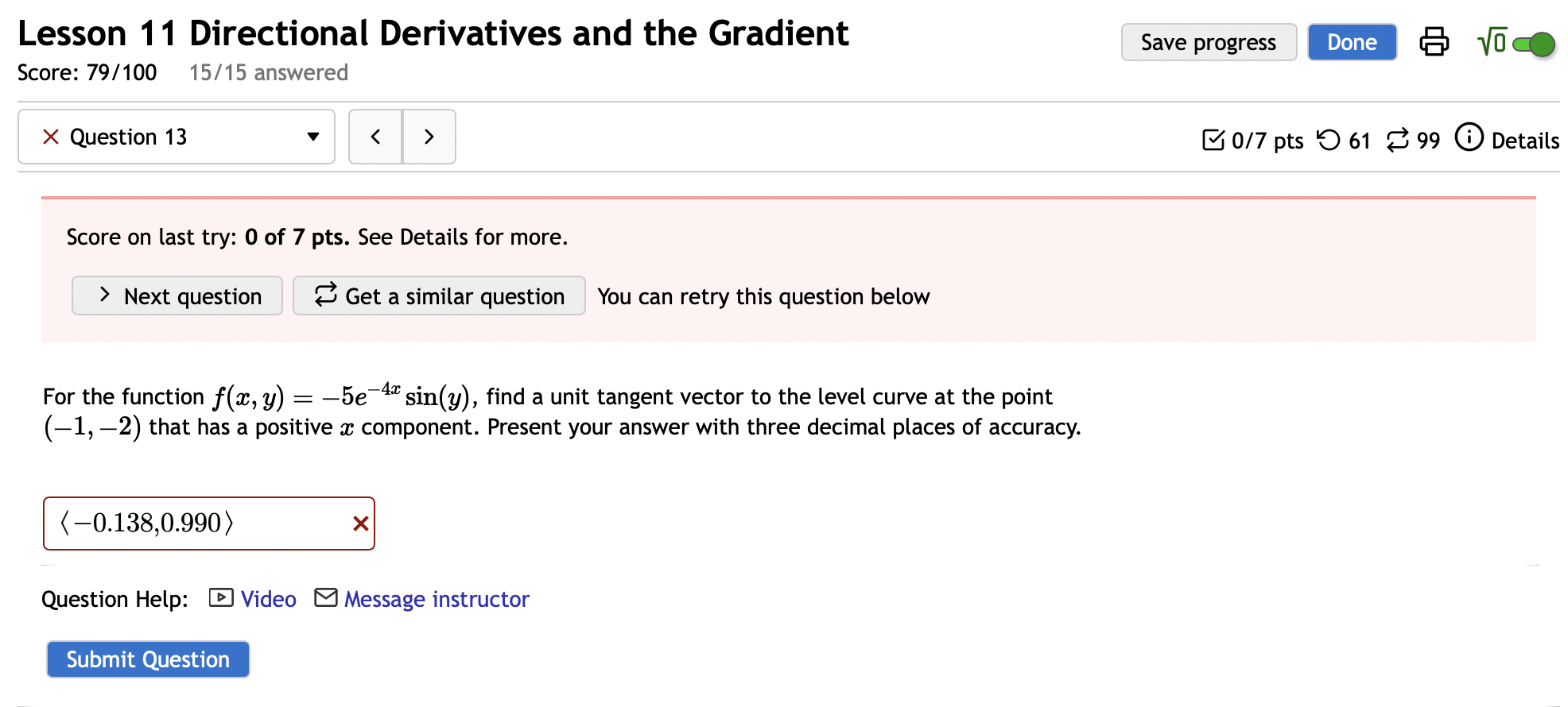 Solved Lesson 11 Directional Derivatives and the Gradient | Chegg.com