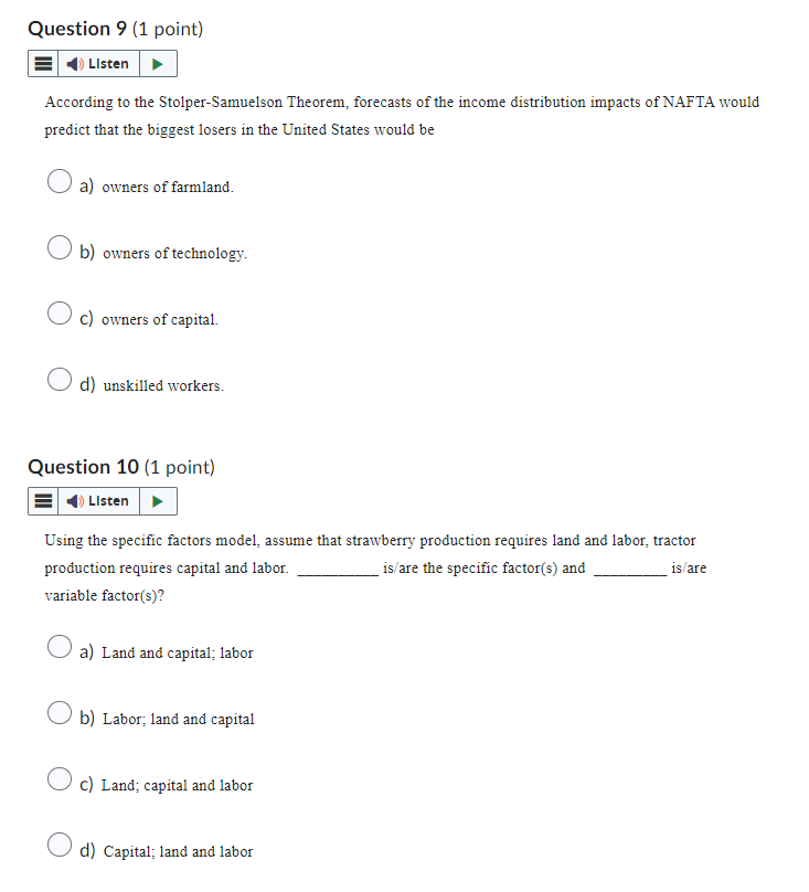 Solved According to the Stolper-Samuelson Theorem, forecasts | Chegg.com