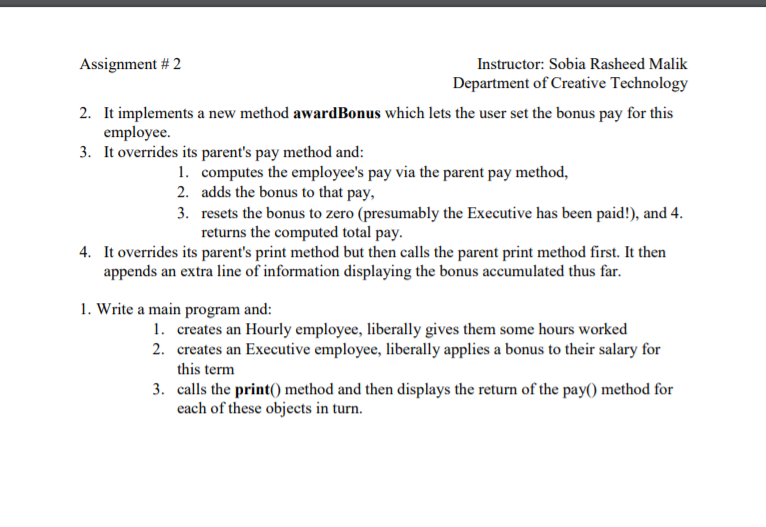Solved Question: 2 Given the following base class Employee | Chegg.com