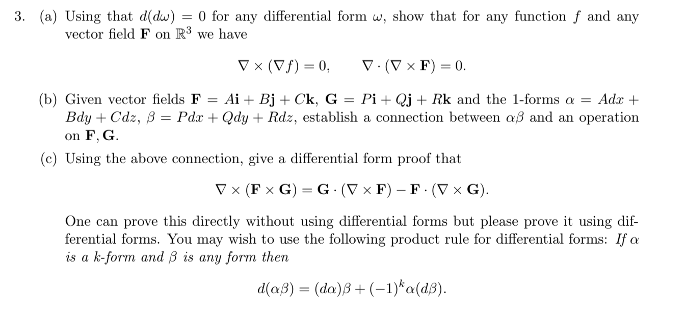 Solved 3. (a) Using that d(dw) 0 for any differential form | Chegg.com