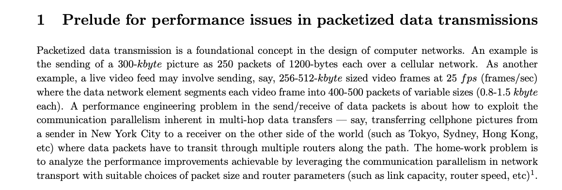 Solved 1 Prelude for performance issues in packetized data | Chegg.com