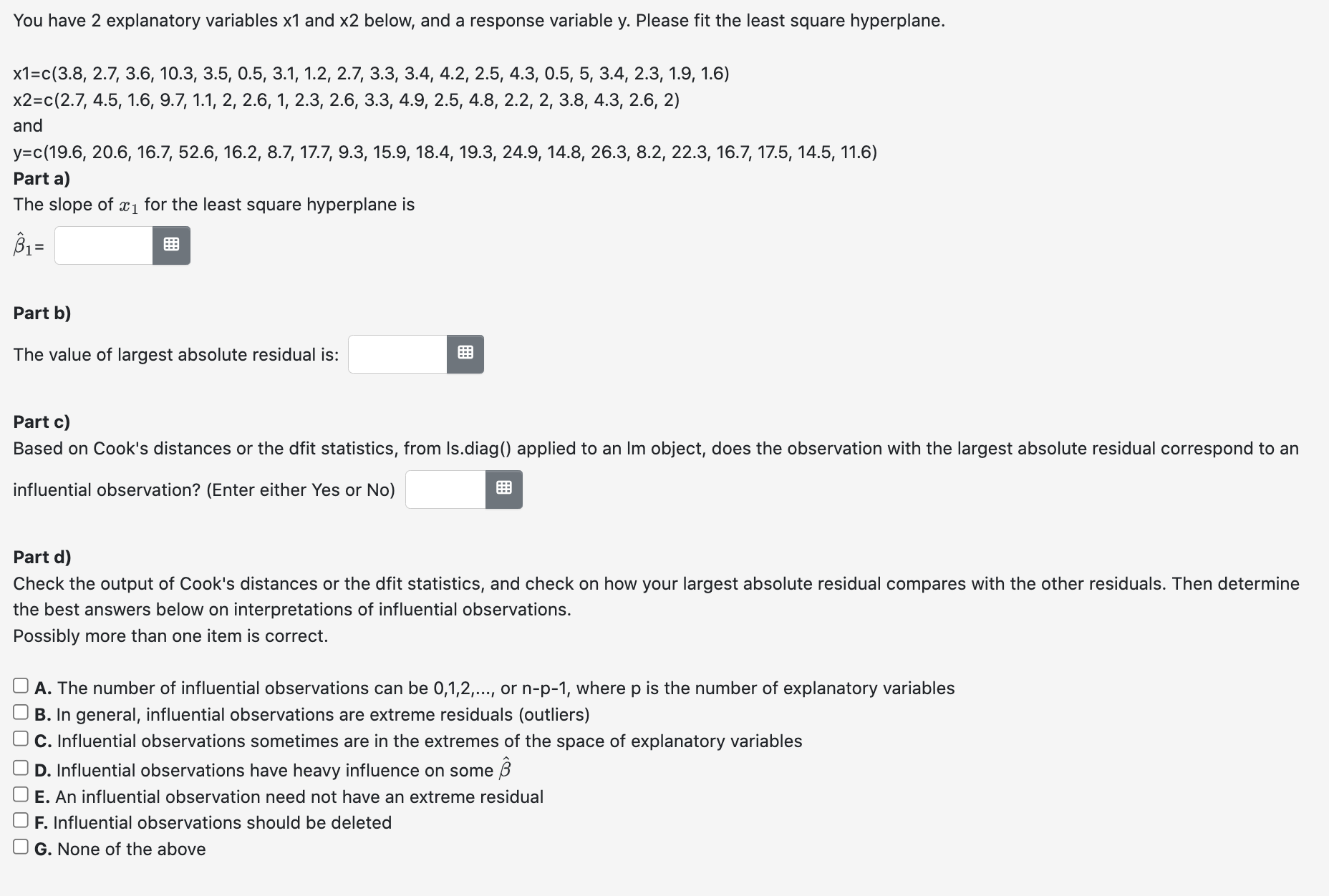 Solved You have 2 explanatory variables x1 and x2 below, and | Chegg.com