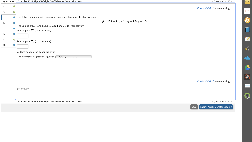 Solved Questions Exercise 15.13 Algo (Multiple Coefficient | Chegg.com